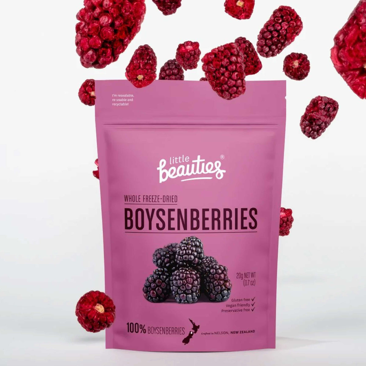 Freeze Dried Boysenberries - Grown in NZ | Little Beauties